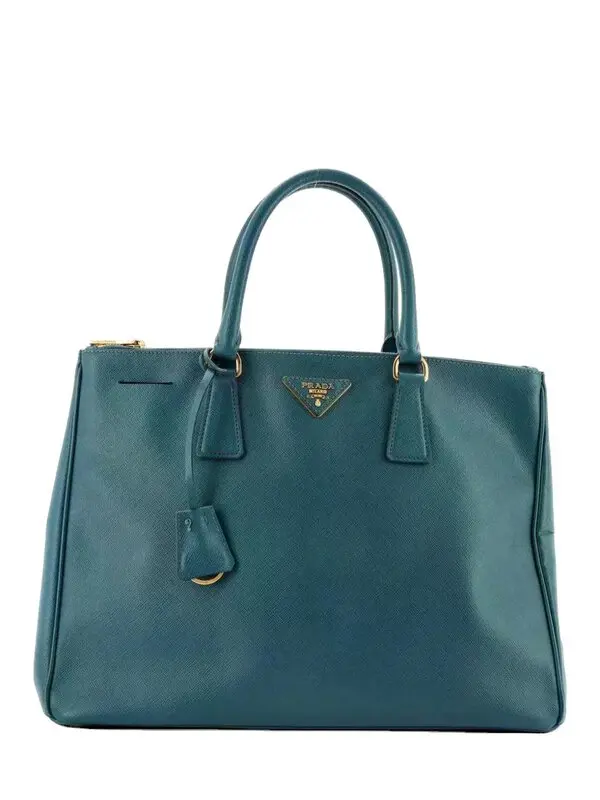 Prada Double Zip Lux Saffiano Leather Large Tote Bag - Blue
