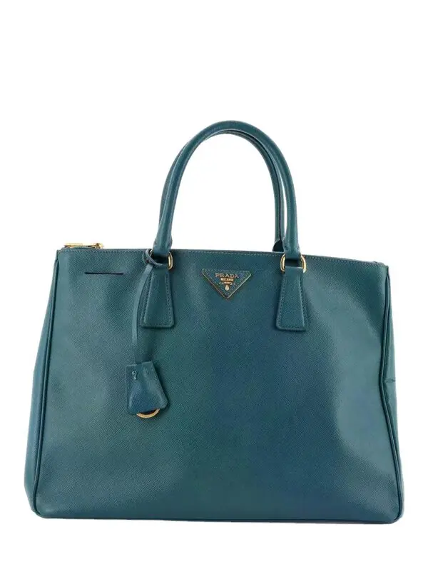Prada Double Zip Lux Saffiano Leather Large Tote Bag - Blue