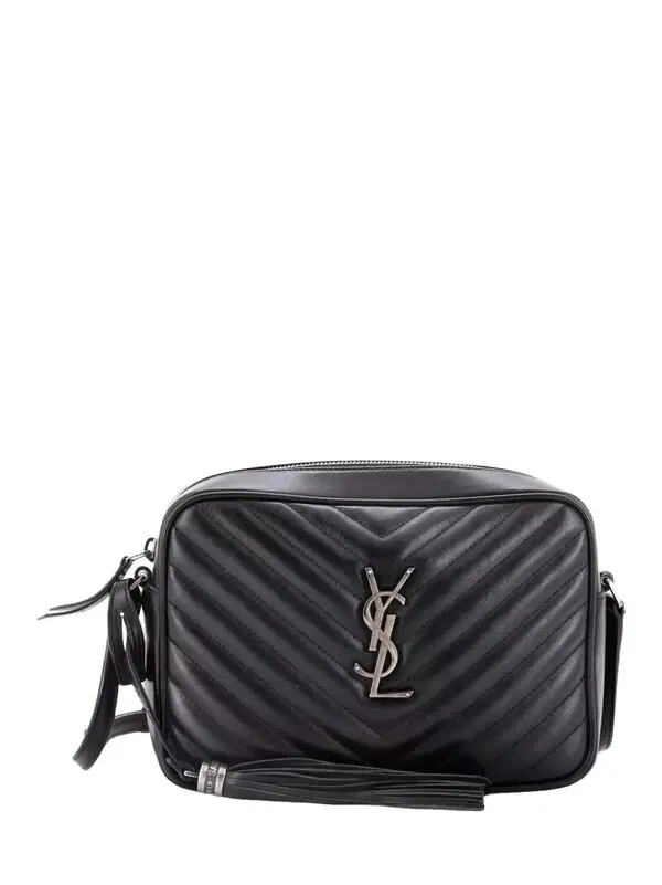 Saint Laurent Lou Camera Bag Matelasse Chevron Leather Small Crossbody Bag - Black