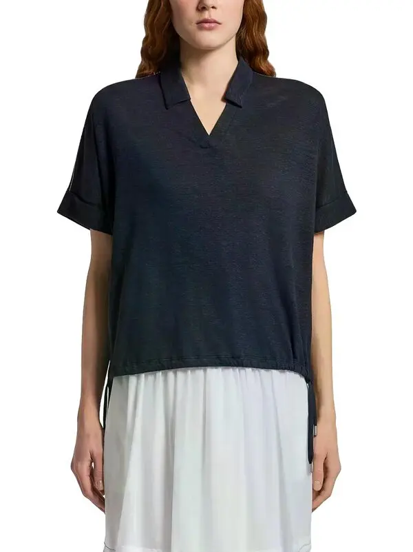 Peserico V-neck Drawstring Top - Blue