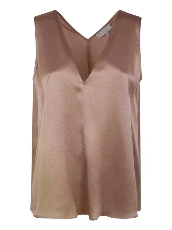 Antonelli Firenze V-neck Satin Top - Neutrals