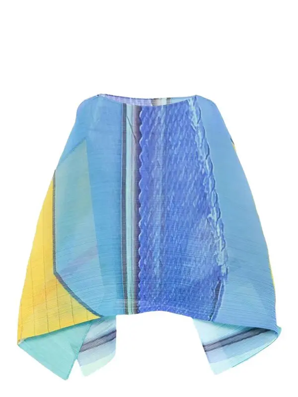 Issey Miyake Pleated Poncho - Blue
