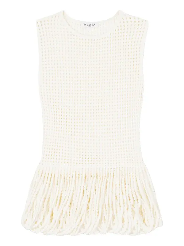 Alaïa Open-knit Top - White