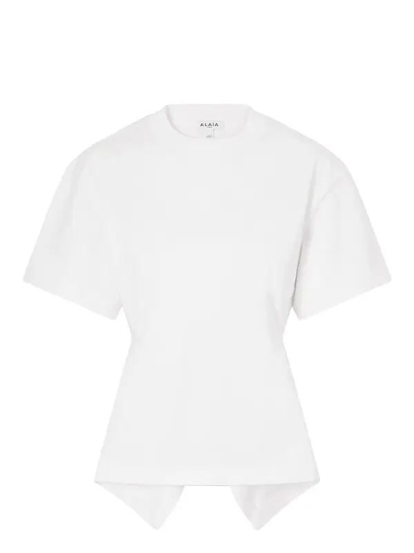 Alaïa Pleated Cotton-jersey T-shirt - White