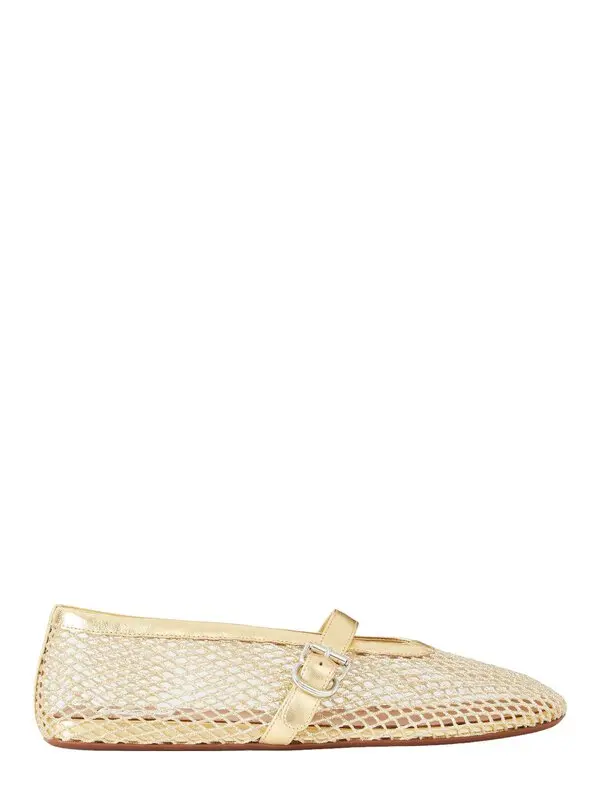 Alaïa Metallic Leather-trimmed Mesh Ballet Flats - Gold