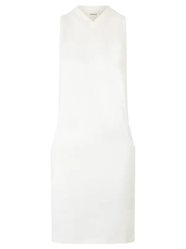 Versace Sleeveless Embroidered Jersey Dress - White