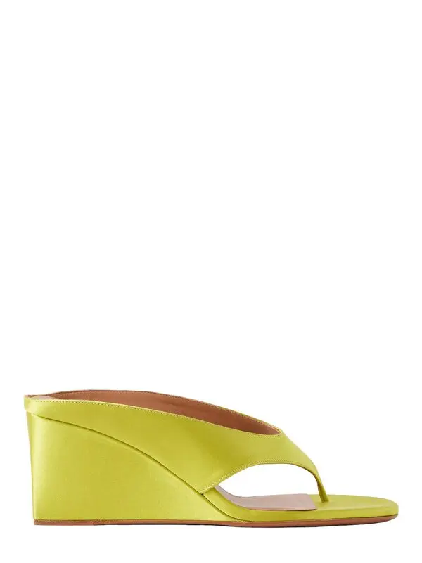 Alaïa Tong 75 Satin Wedge Sandals - Green