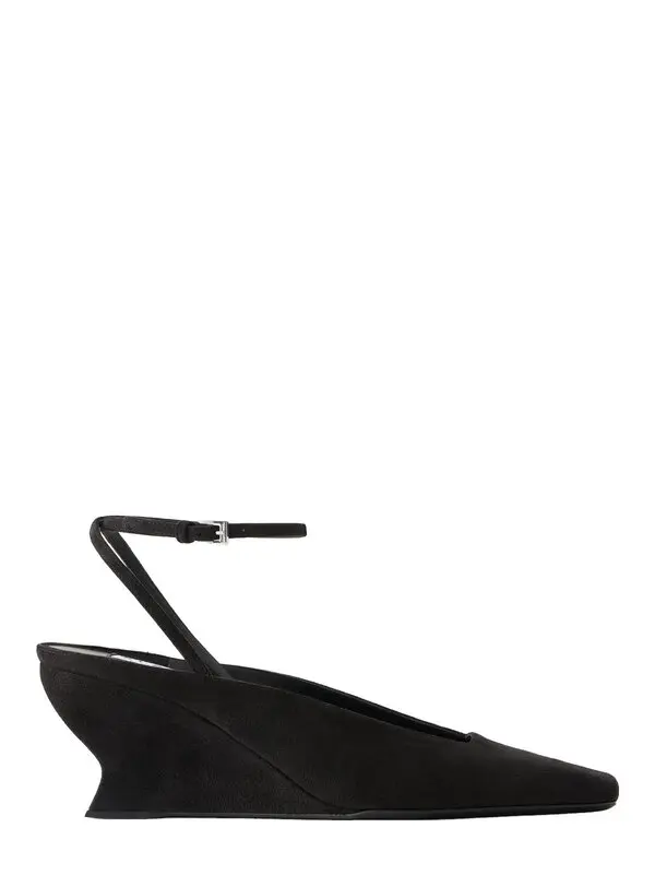 Alaïa Suede Wedge Pumps With Ankle Straps - Black