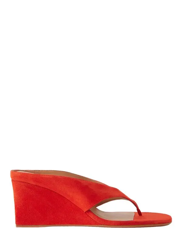 Alaïa Tong 75 Suede Wedge Sandals - Orange