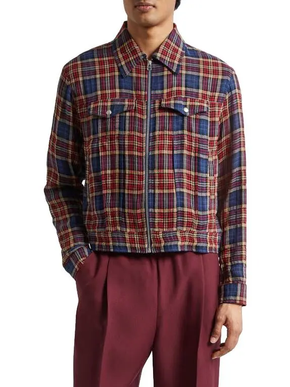 STOCKHOLM SURFBOARD CLUB Terrence Plaid Trucker Jacket - Red Check