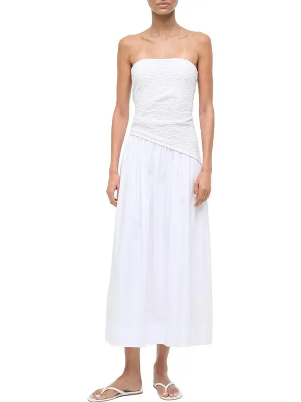Staud Nia Strapless Midi Dress - White