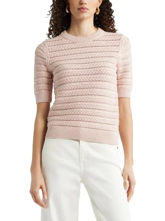 Nordstrom Open Stitch Crewneck Sweater - Pink Smoke