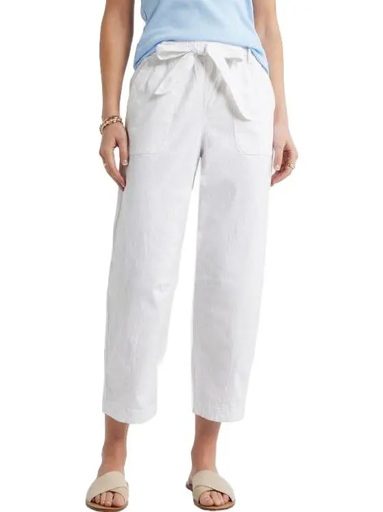 Caslon Tie Waist Tapered Leg Utility Pants - White