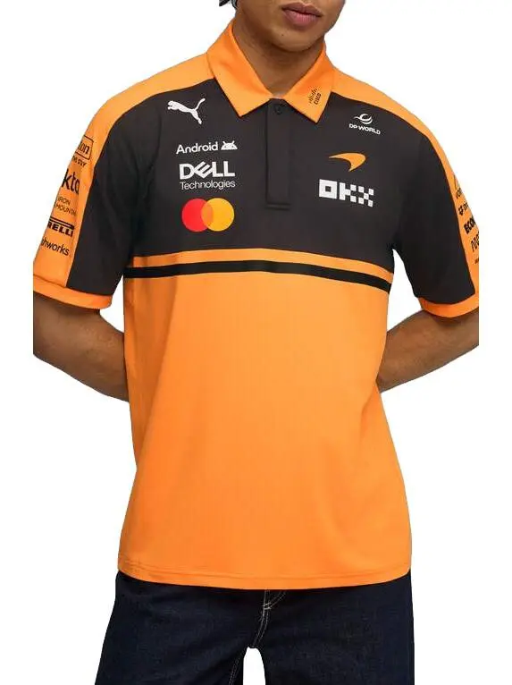 PUMA Mclaren Graphic Logo Print Replica Regular Fit Polo - Papaya