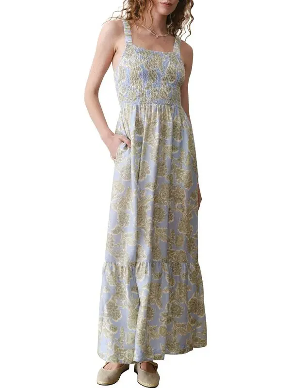 Marine Layer Selene Floral Maxi Dress - Blue Floral