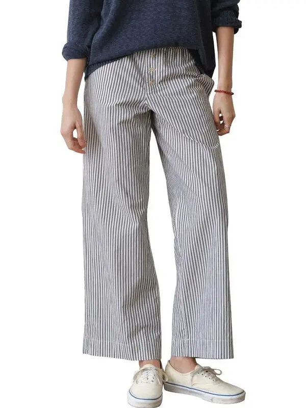 Marine Layer Stripe Pima Cotton Boxer Pants - Blue Stripe