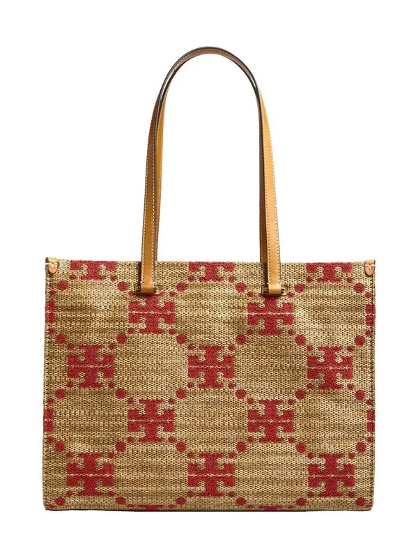 Tory Burch T Monogram Woven Tote - Natural