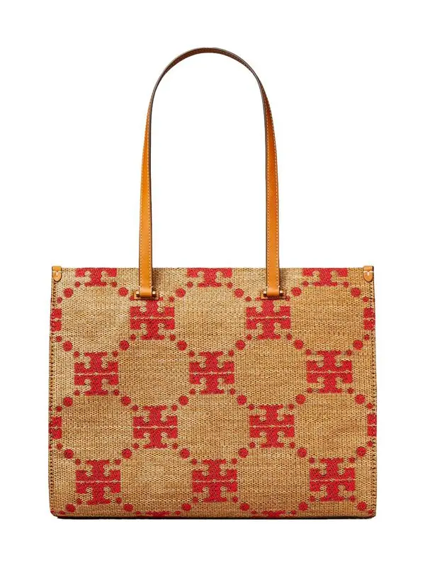 Tory Burch T Monogram Woven Tote - Natural