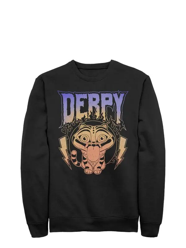 KPOP DEMON HUNTERS Mythic Lightning Derpy Long Sleeve Crewneck Sweatshirt - Black