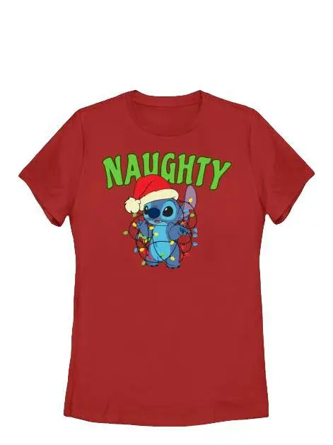 LILO & STITCH Christmas Naughty Stitch Graphic T-shirt - Red