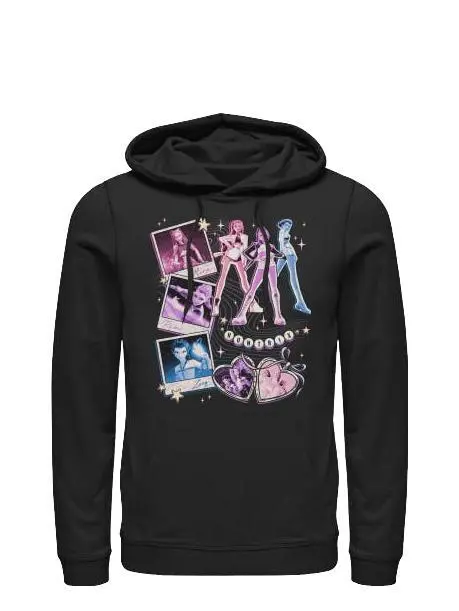 KPOP DEMON HUNTERS Huntrix Cute Instant Film Portrait Pull Over Hoodie - Black