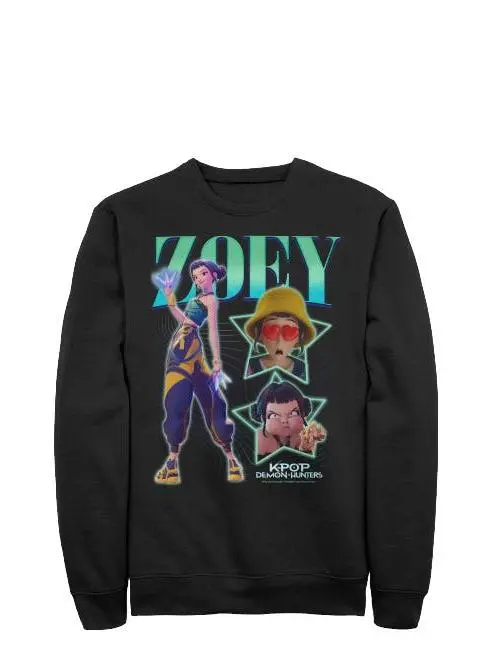 KPOP DEMON HUNTERS Zoey Super Star Logo Crewneck Sweatshirt - Black
