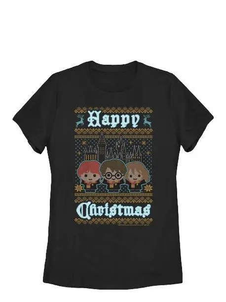 HARRY POTTER Happy Christmas Graphic T-shirt - Black