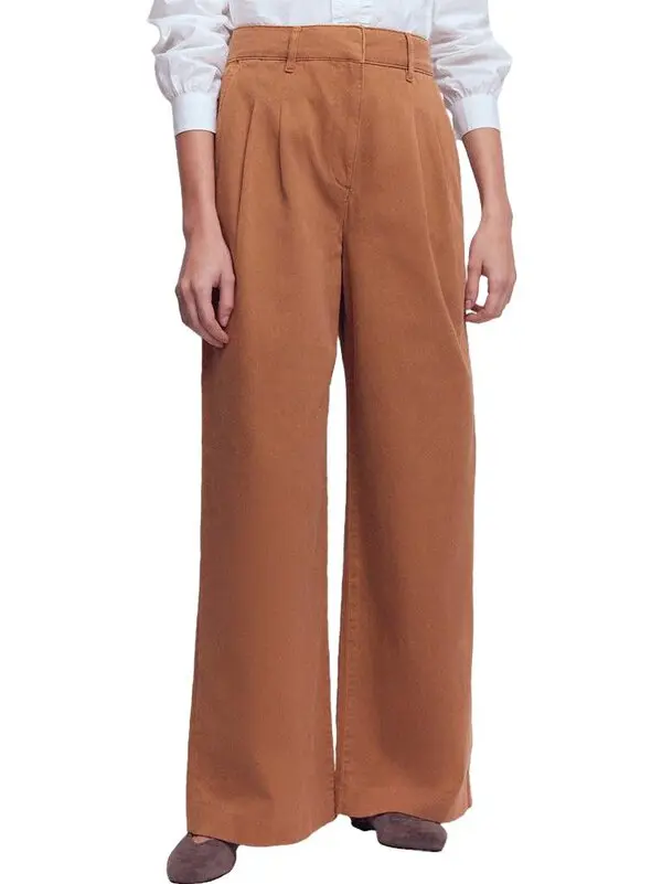 Boden Kensington Wide Leg Cotton Pants - Argan Oil