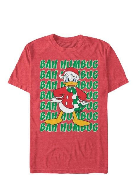 MICKEY & FRIENDS Christmas Donald Duck Bah Humbug Graphic T-shirt - Red Heather