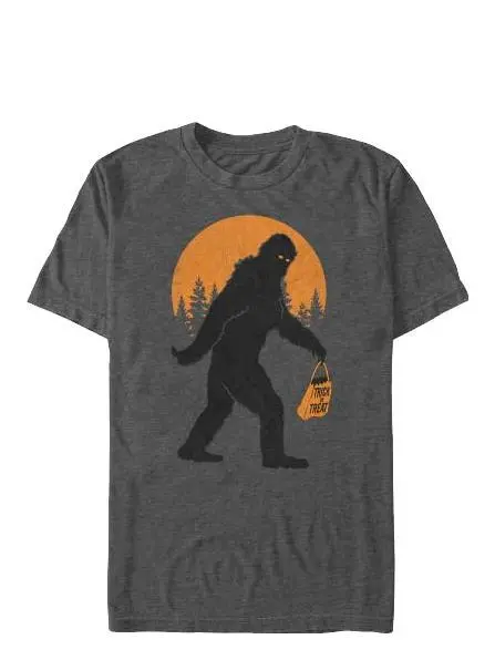 LOST GODS Halloween Bigfoot Trick-or-treat Graphic T-shirt - Charcoal Heather