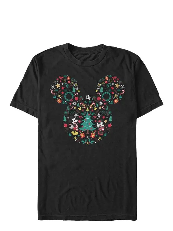 MICKEY & FRIENDS Christmas Silhouette Graphic T-shirt - Black
