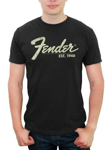 FENDER Distressed Logo Short Sleeve Graphic T-shirt - Black