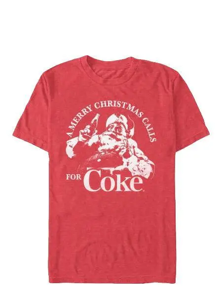COCA COLA Merry Christmas Graphic T-shirt - Red Heather