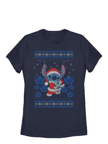 LILO & STITCH Christmas Graphic T-shirt - Navy Blue