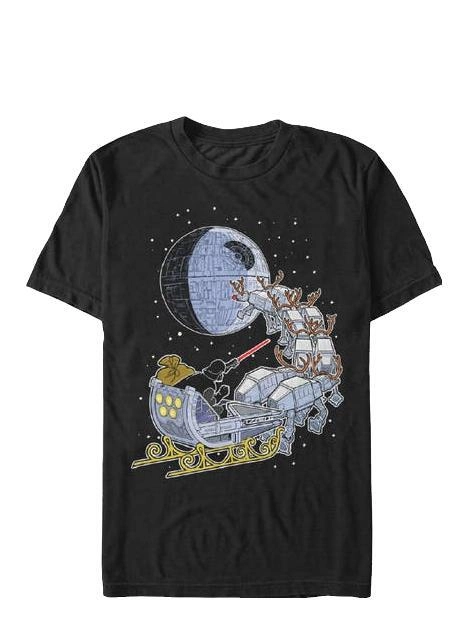 STAR WARS Christmas Darth Vader Santa's Sleigh Graphic Tee - Black