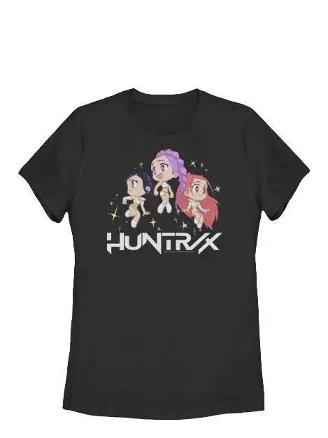 KPOP DEMON HUNTERS Chibi Trio Huntrix Graphic T-shirt - Black