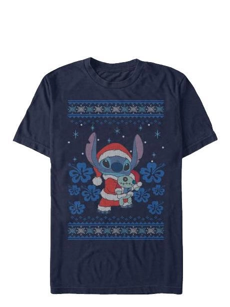 LILO & STITCH Christmas With Scrump Short Sleeve Graphic T-shirt - Navy Blue