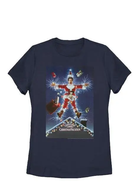NATIONAL LAMPOON'S CHRISTMAS VACATION Electrified Poster Graphic T-shirt - Navy Blue