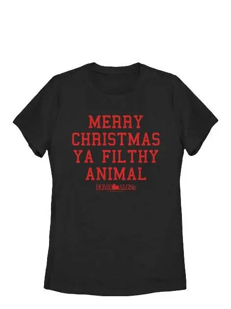 HOME ALONE Merry Christmas Graphic T-shirt - Black