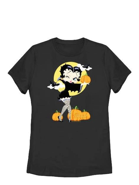 BETTY BOOP Halloween Pumpkins Graphic T-shirt - Black