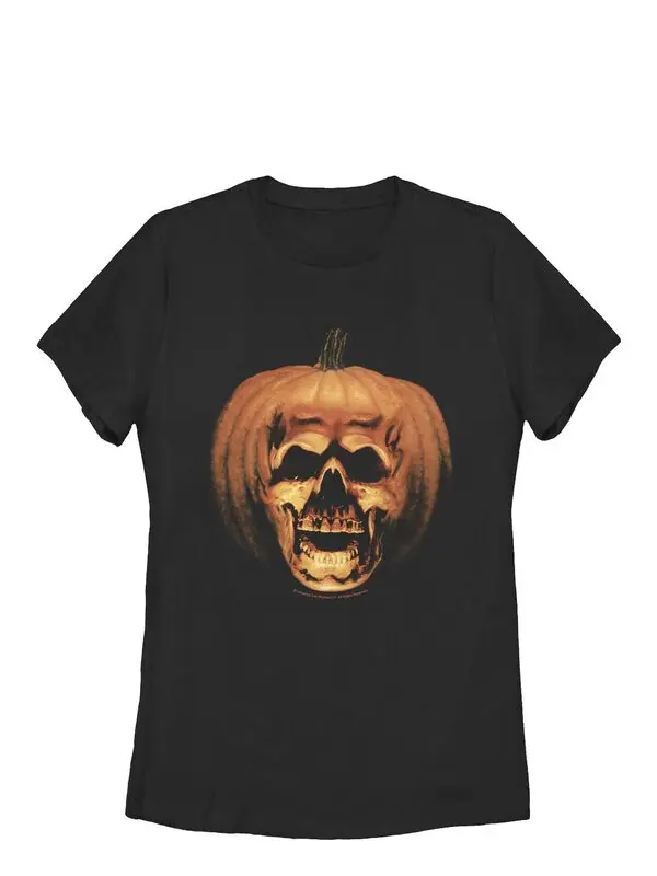 HALLOWEEN Skeleton Carved Pumpkin Graphic T-shirt - Black