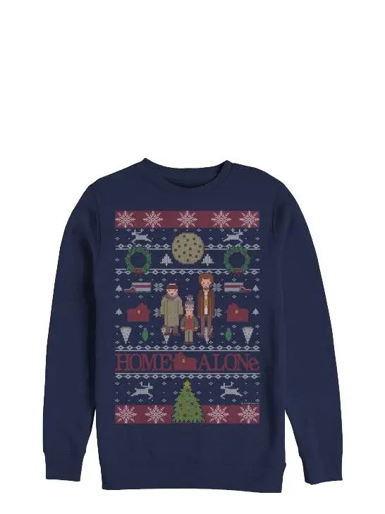 HOME ALONE Ugly Sweater" Graphic Sweatshirt - Navy Blue