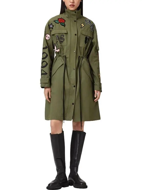 ALLSAINTS Aria Patch Parka - Khaki Green