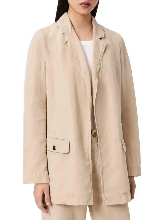 ALLSAINTS Aleida Open-front Blazer - Taupe Brown