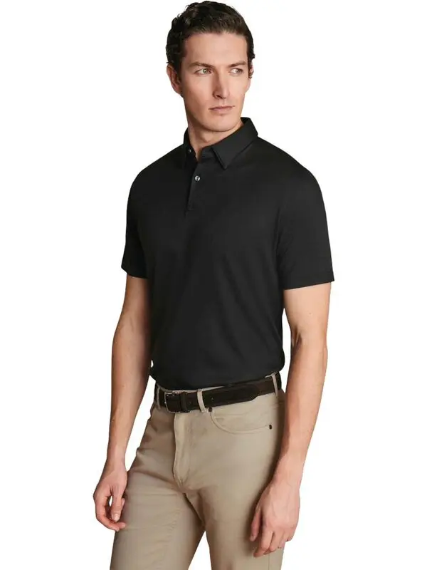 CHARLES TYRWHITT Plain Short Sleeve Jersey Polo - Black