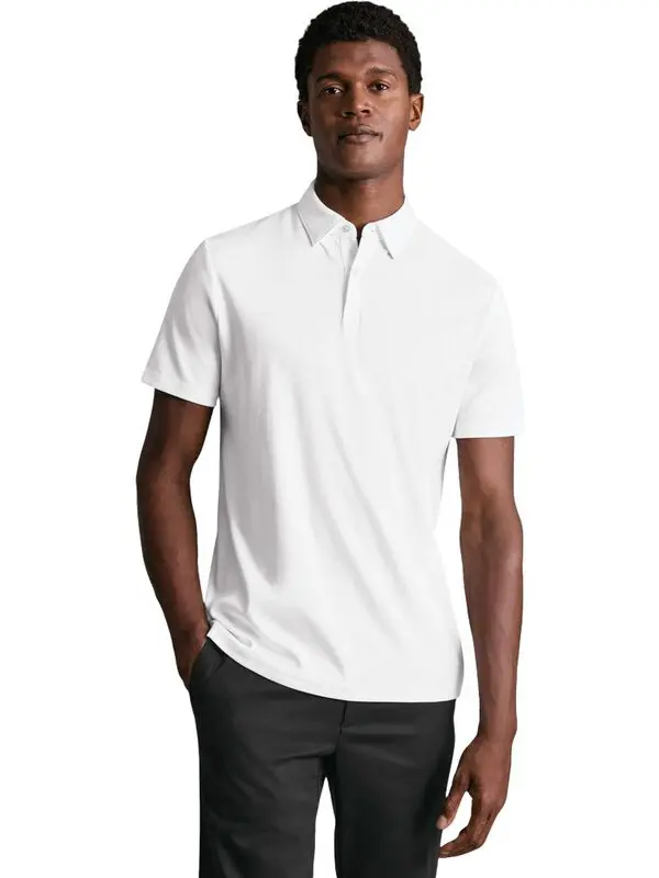 CHARLES TYRWHITT Plain Short Sleeve Jersey Polo - White