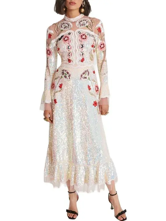 TEMPERLEY LONDON Remi Midi Show Dress - Iridescent Rose