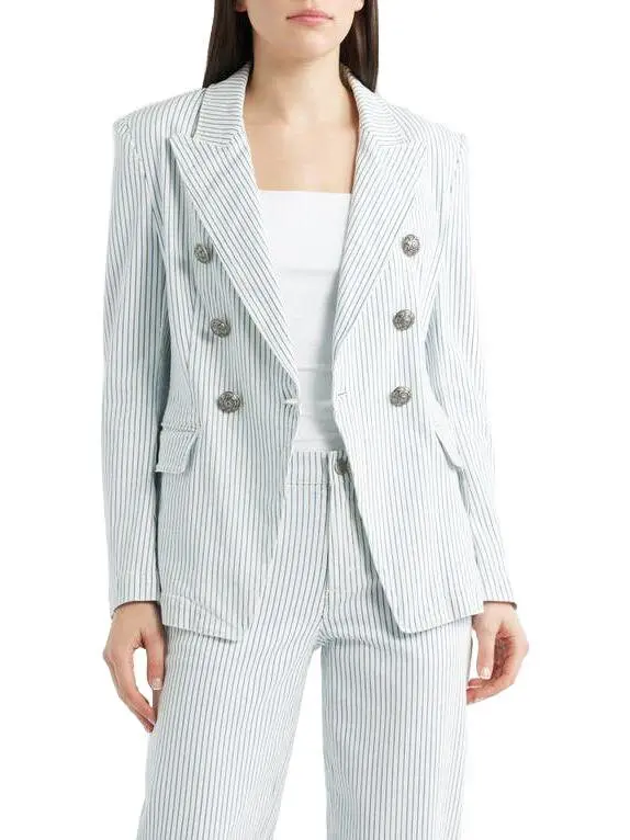 Kobi Halperin Stretch Cotton Twill Double-breasted Jacket - Ivory Multi