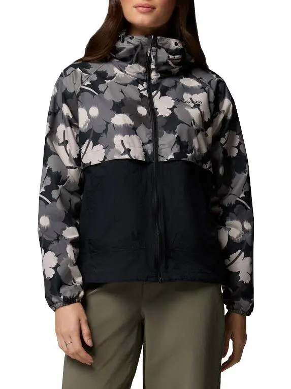 Columbia Spire Valley Printed Windbreaker - Black Ikatbloom Print/black