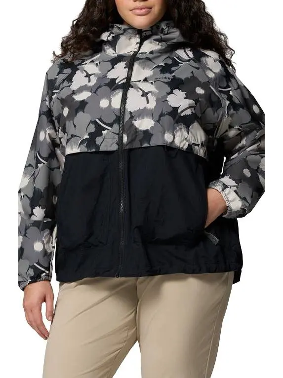 Columbia Spire Valley Printed Windbreaker - Black Ikatbloom Print/black
